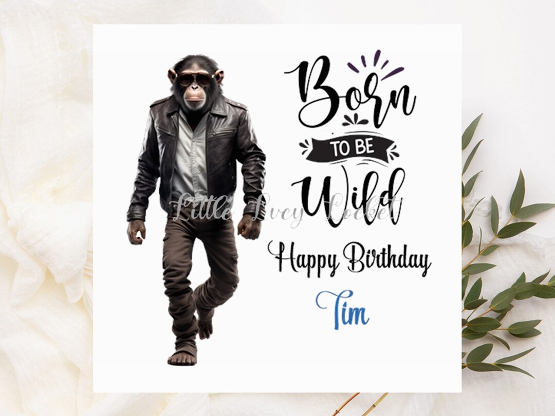 Chimp in a Banana Boat Birthday Card-personalised-kayaking CHIMP ...