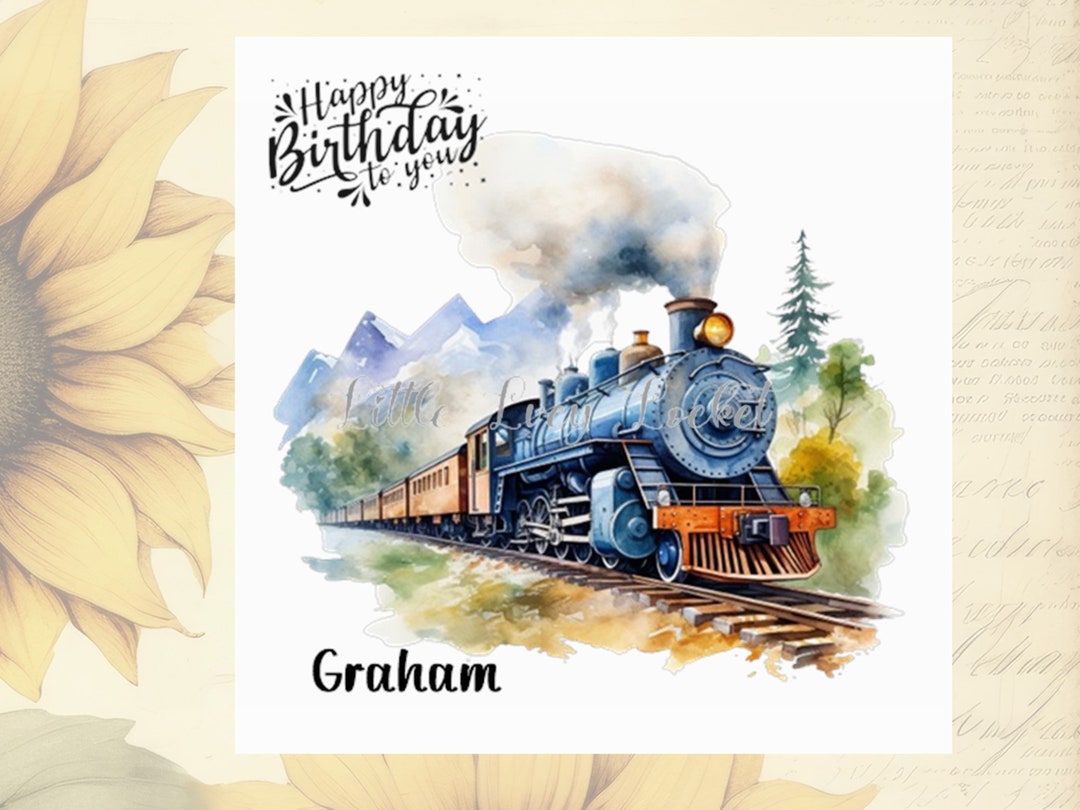 Steam TRAIN Birthday Card-personalised-locomotive on Rural Background ...