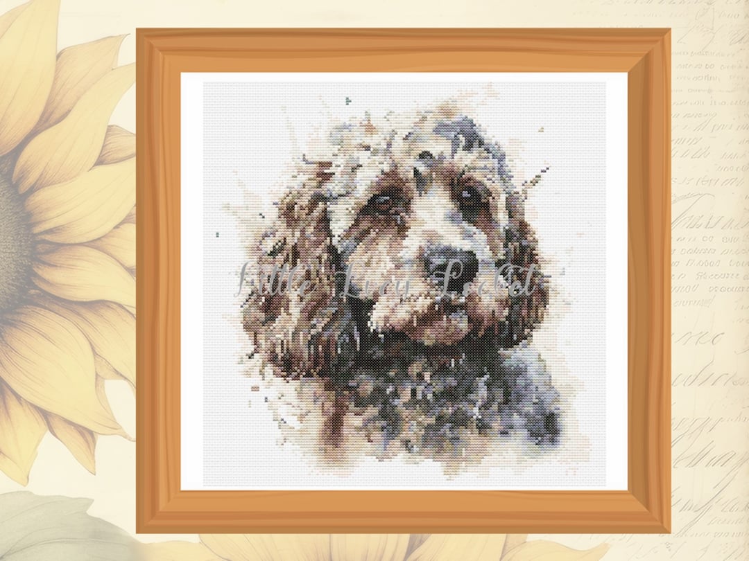 Cockapoo Head Cross Stitch Pattern: B/W & Color Charts (PDF Download ...