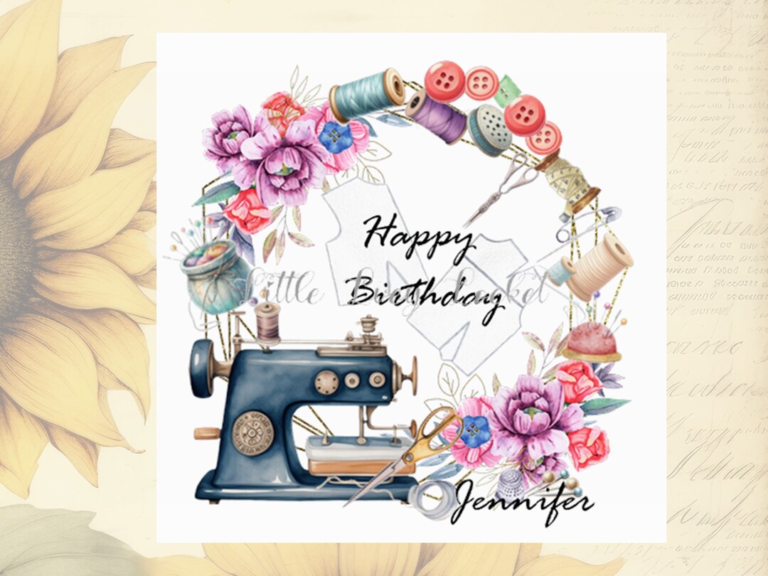 NEEDLEWORK Birthday Card for Her-personalised-sewing Theme Birthday ...