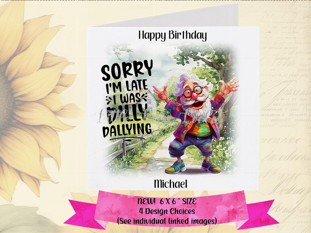 Personalized Funny Old Man Birthday Card: Quirky Watercolor Design ...