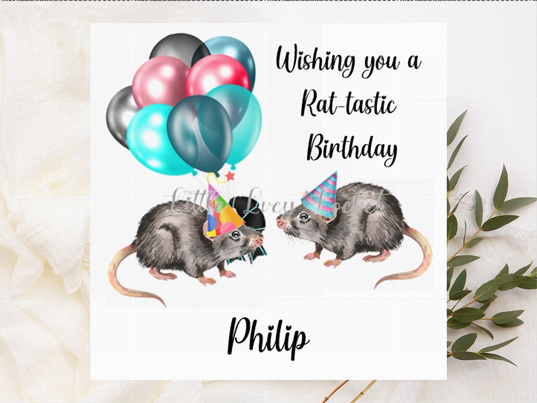 Rat Birthday Card-personalised-rat-tastic Birthday Card-rodent Birthday ...