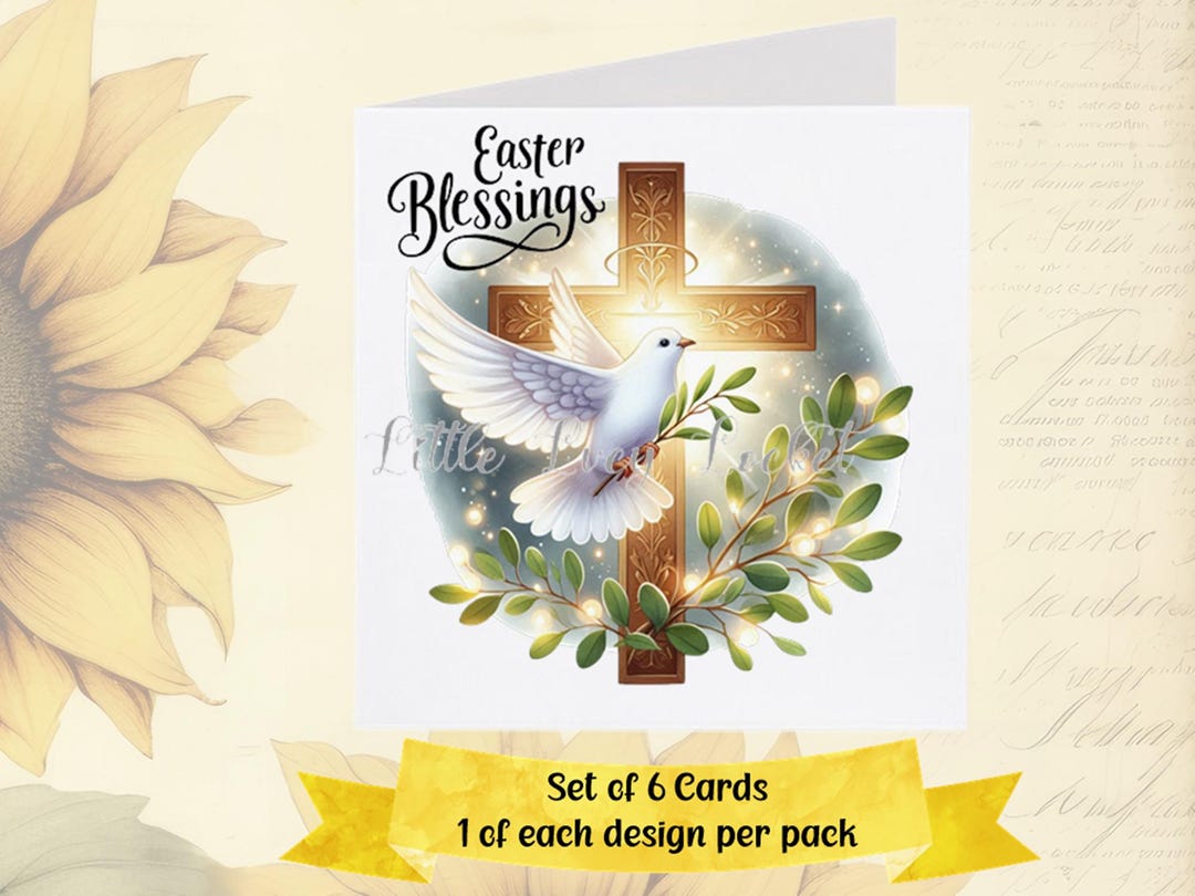 EASTER Cards-pack of Six-floral Cross-religious Theme Easter Cards ...