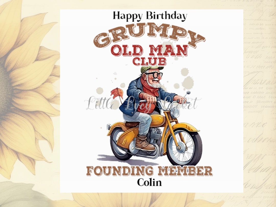 GRUMPY Old Man Birthday Card-personalised-man on Motorbike-biker ...