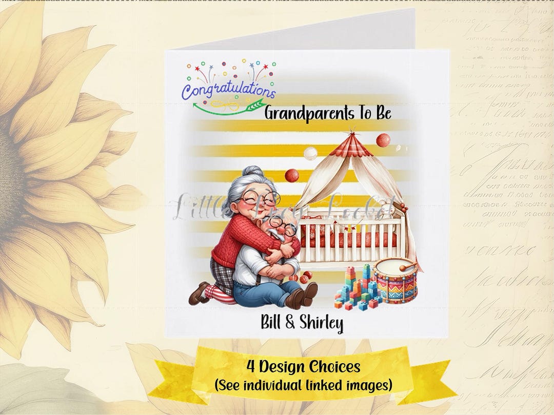 Fun GRANDPARENTS to Be Card-4 Design Choices-personalised ...