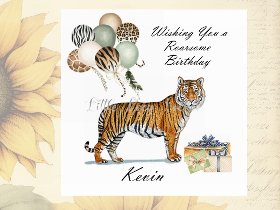 Personalised Tiger Birthday Card-have a Roarsome Birthday-tiger With ...