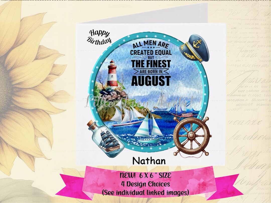 Personalized August Birthday Card: Nautical Sailing Theme - Etsy