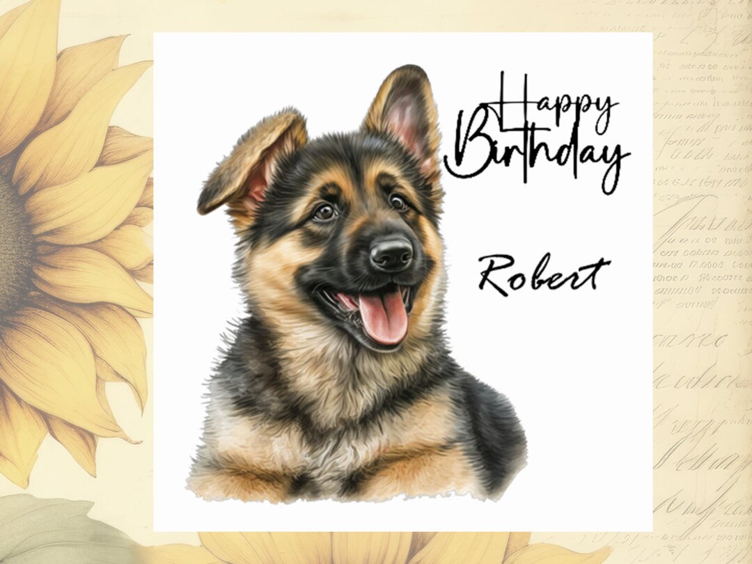 GERMAN Shepherd Birthday Card-personalised-watercolour Image-german ...