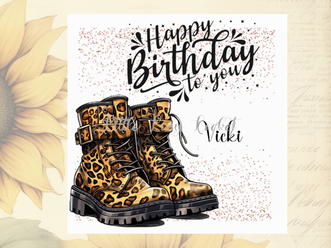 LEOPARD Print Boots Birthday Card-personalised-lace up Leopard Print ...