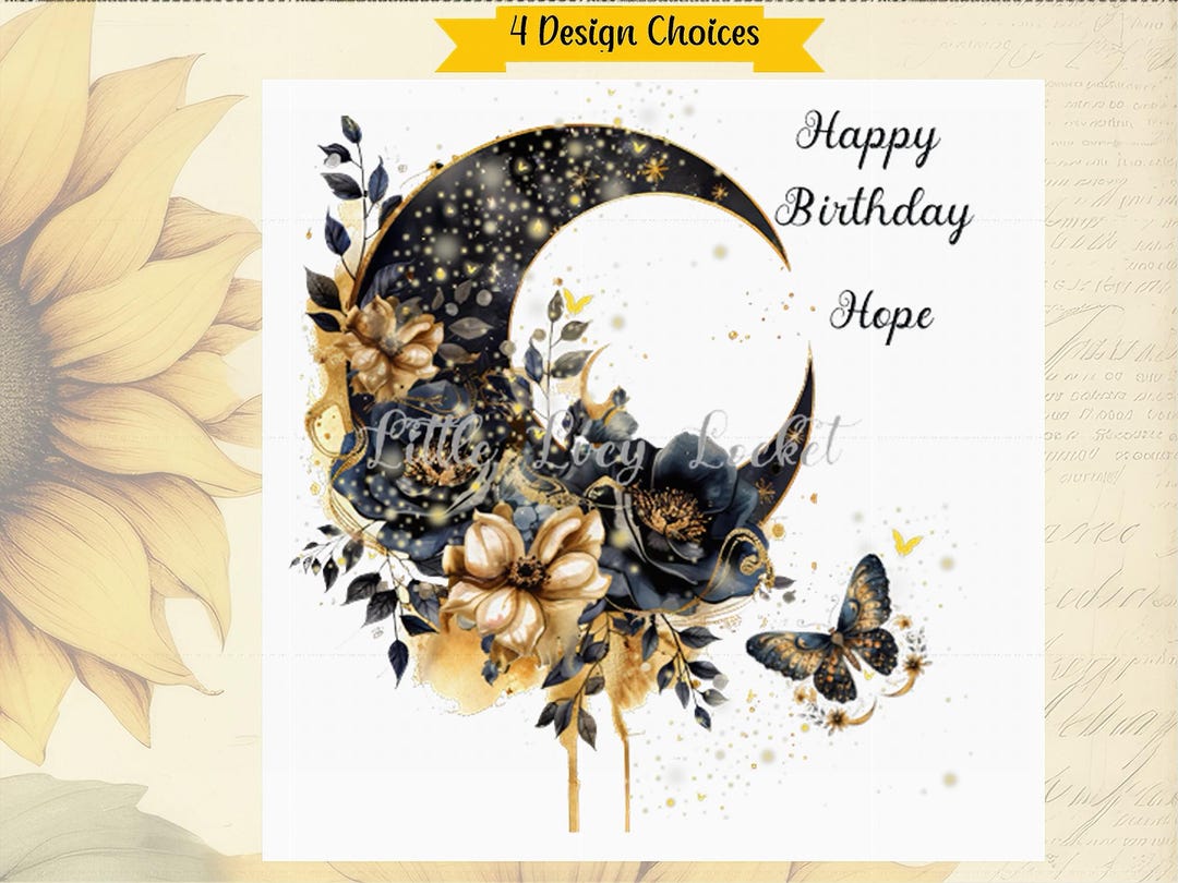MOON Birthday Card-personalised-4 Design Choices-female Birthday-card for Her-celestial Birthday ...