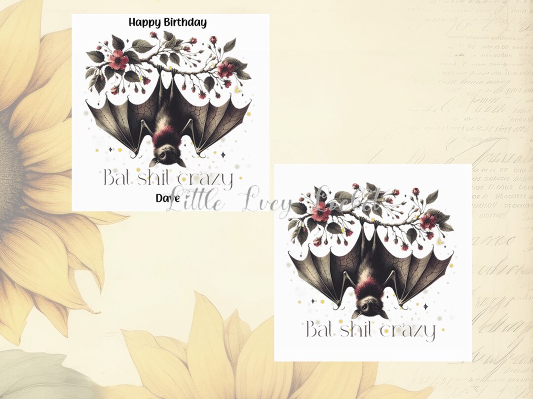 Bat BLANK or PERSONALISED Birthday Card Options-bat Sht Crazy-goth ...