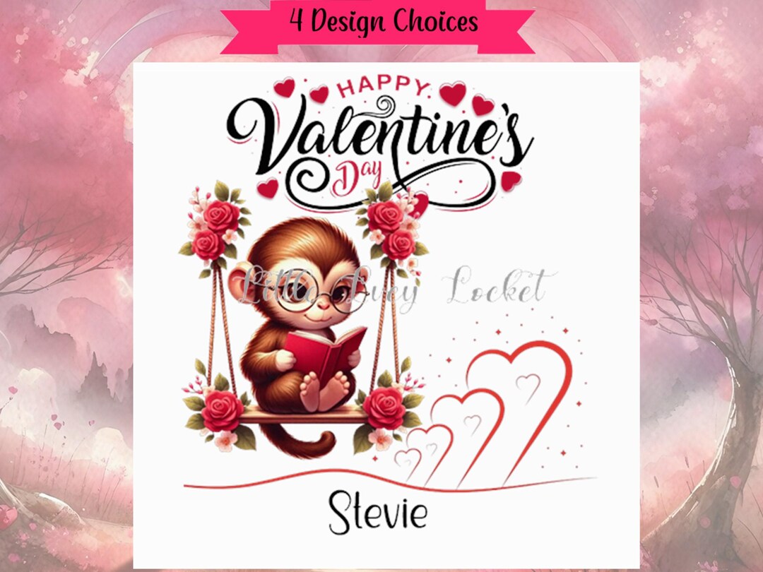 4 Design Choices-monkey Valentine Card-personalised-cute Chimp ...