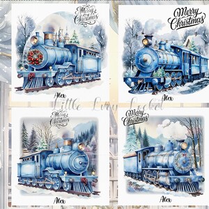 4 Design Choices-blue TRAIN Christmas Card-personalised-festive Steam ...