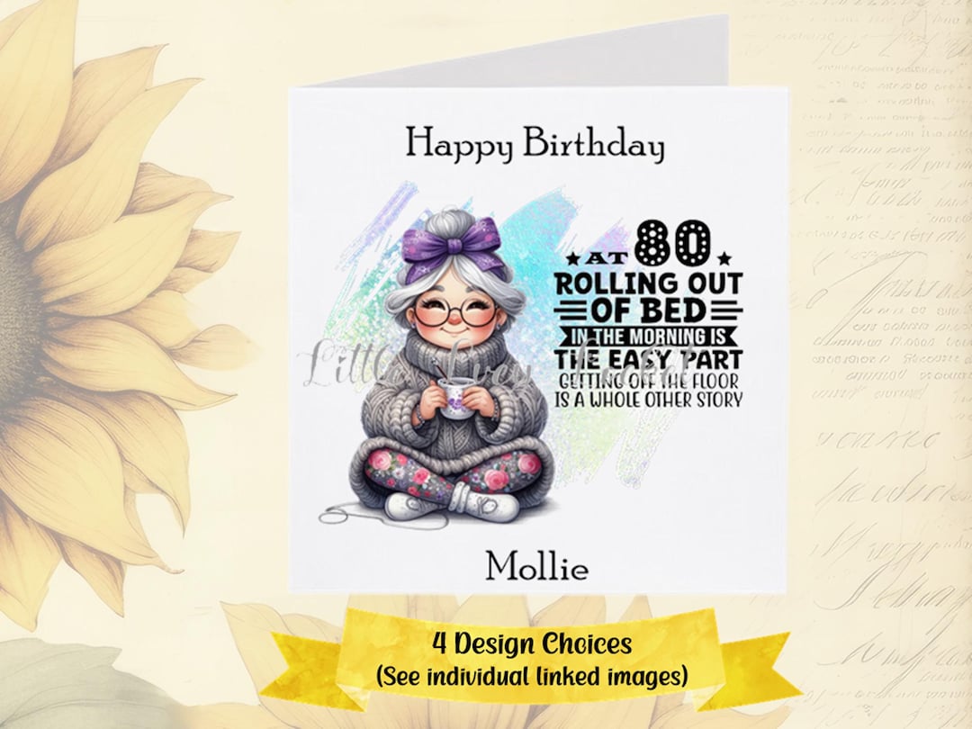 80th Birthday Card-personalised-female 80th-4 Design Choices-funny Age ...