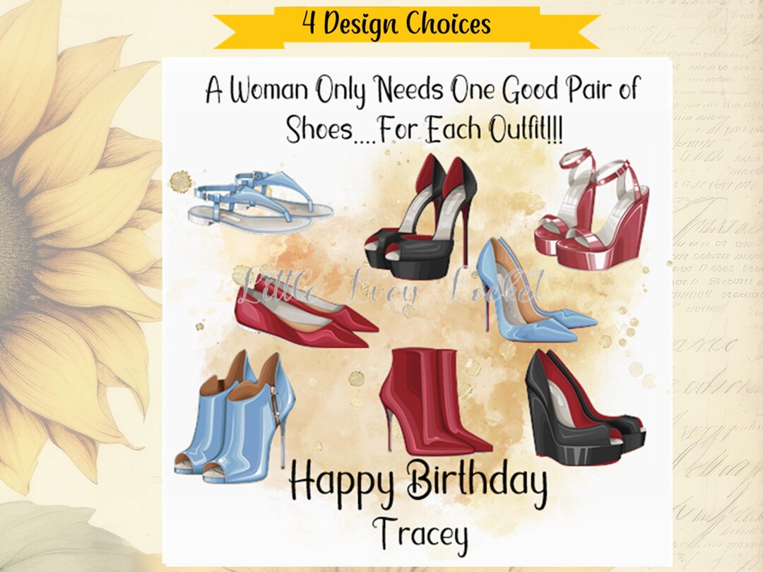 4 Design Choices-fun Shoe Birthday Card-personalised-shoe Lover ...