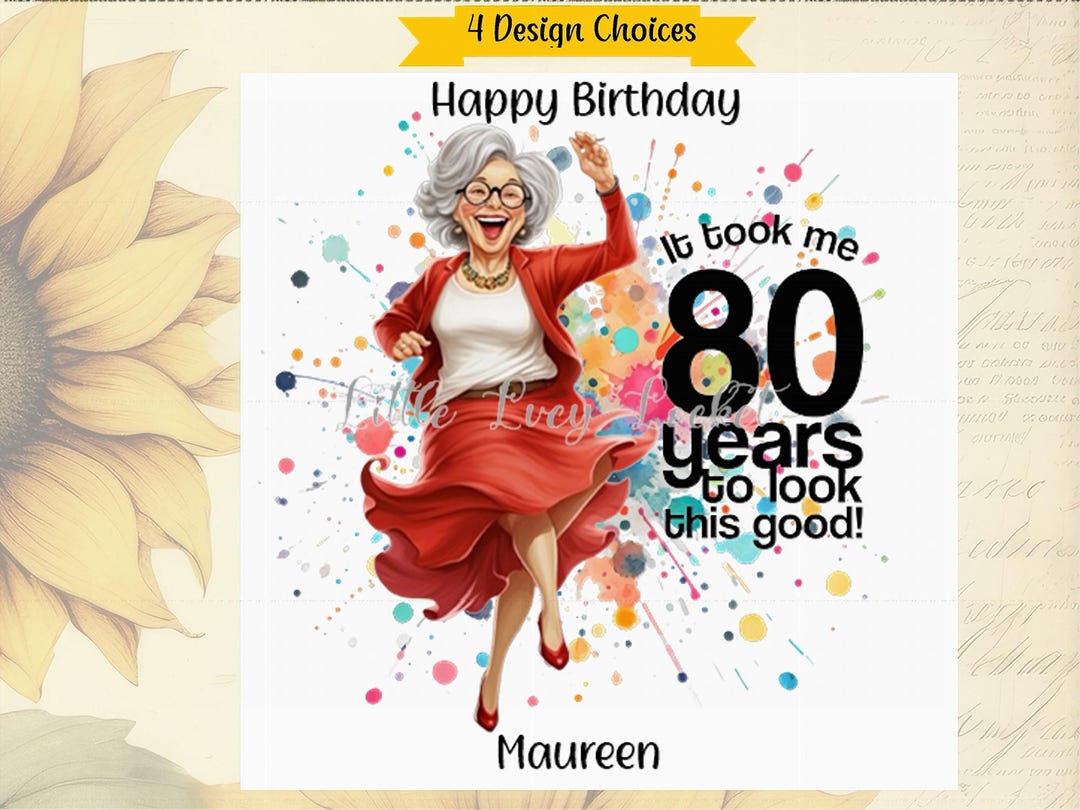 80th Birthday Card-personalised-female 80th-4 Design Choices-funny Age ...