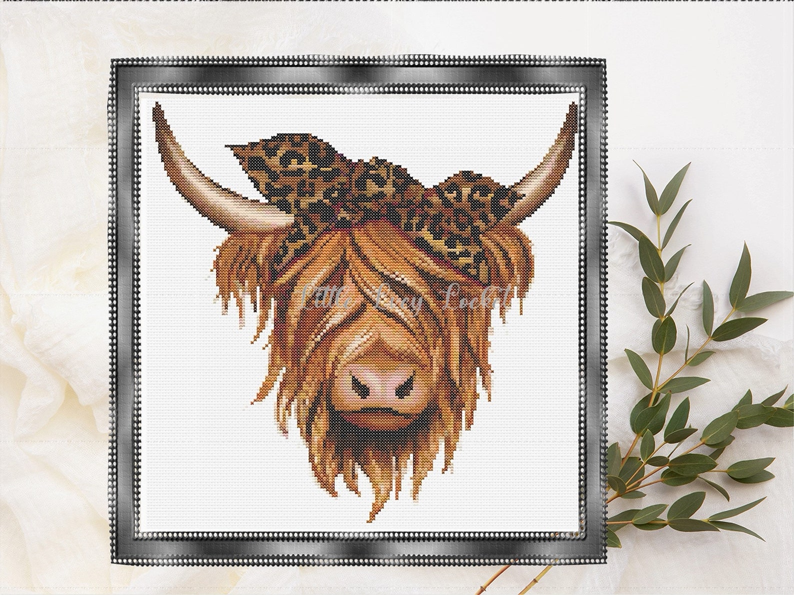 CROSS STITCH Chart-pdf Highland Cow Chart Only black/white - Etsy