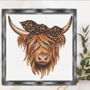 CROSS STITCH Chart-pdf Highland Cow Chart Only black/white - Etsy