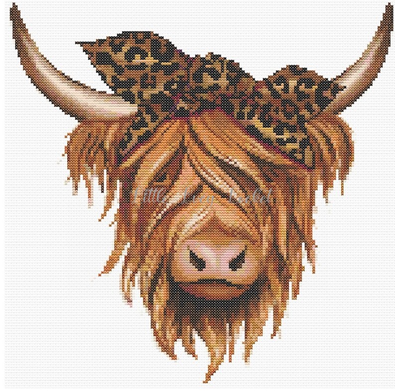 CROSS STITCH Chart-pdf Highland Cow Chart Only black/white - Etsy