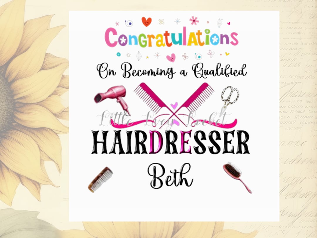 Hairdresser-congratulations Card-qualified-trained-hair Stylist-salon ...