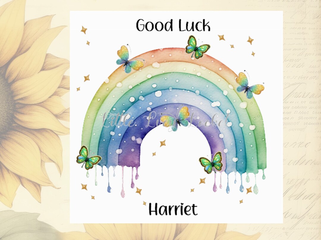 GOOD LUCK Card-personalised-rainbow-butterflies-lucky-good Fortune-exam ...