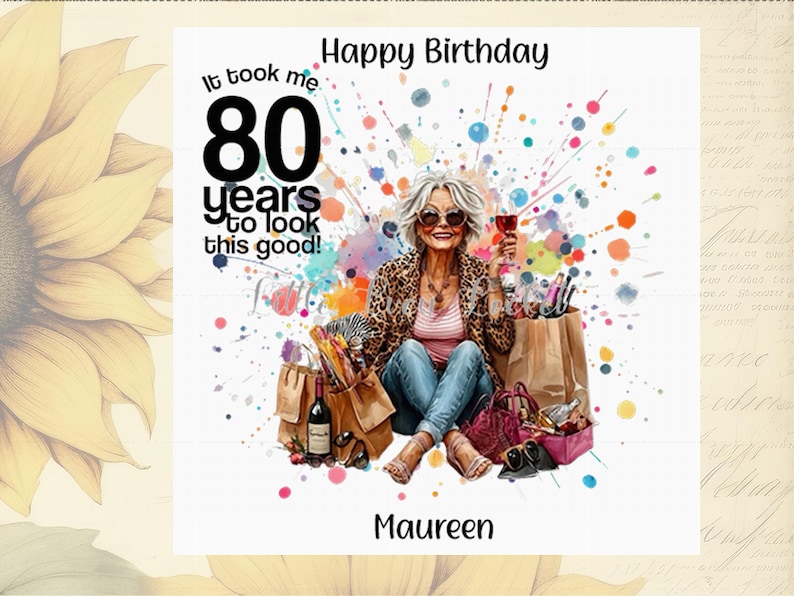 80th Birthday Card-personalised-female 80th-4 Design Choices-funny Age ...