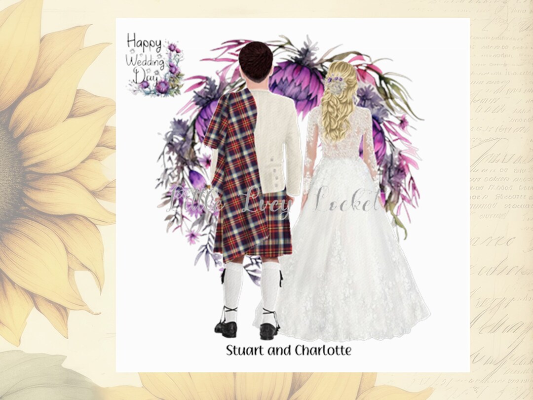 SCOTTISH Wedding Card-personalised-bride/groom in Kilt-highland Wedding ...
