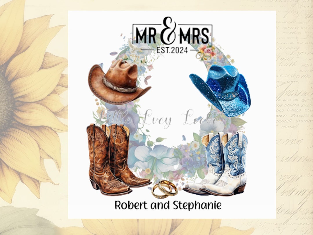 COWBOY Boots Wedding Card-personalised-bride/groom-wild West-rancher ...