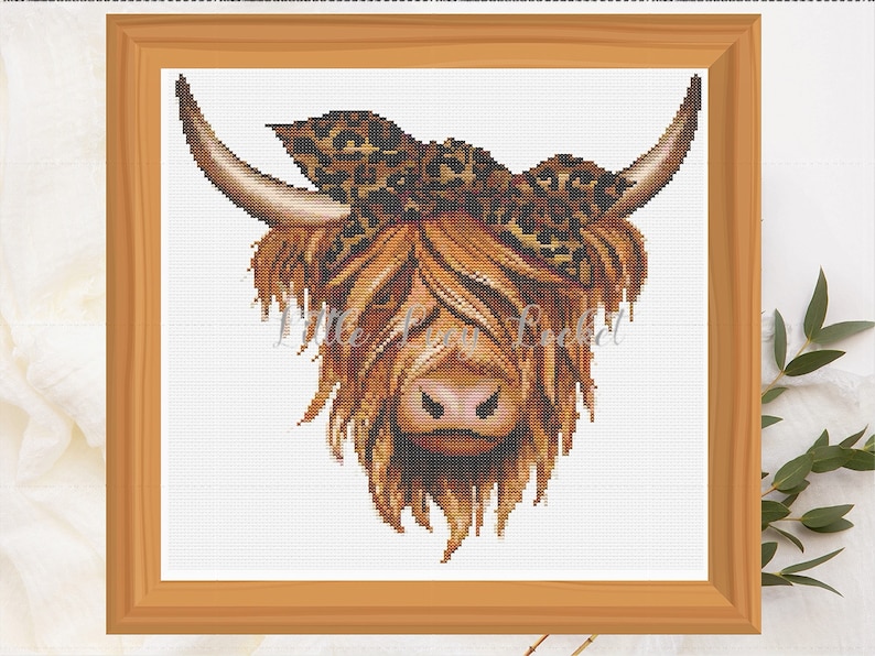 CROSS STITCH Chart-pdf Highland Cow Chart Only black/white - Etsy