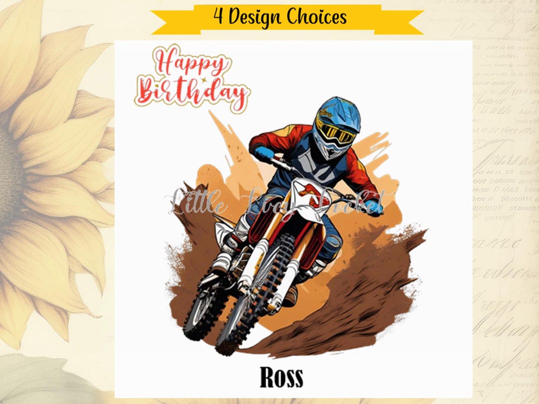 4 Design Choices-motocross Birthday Card-personalised-motor Sports-dirt ...