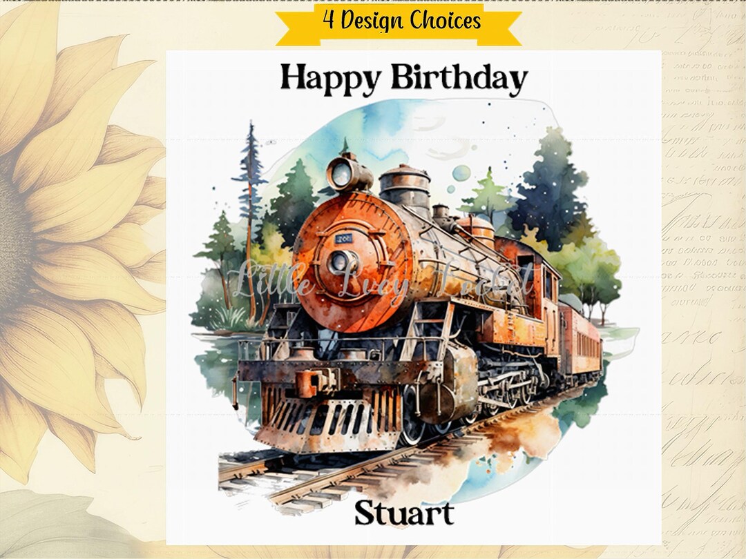 Red Steam TRAIN-4 Design Choices-birthday Card-personalised-locomotive ...