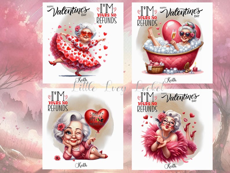 4 Design Choices-old LADY Valentine Card-personalised-fun Valentine ...