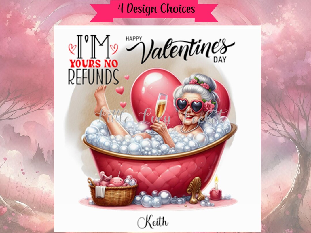 4 Design Choices-old LADY Valentine Card-personalised-fun Valentine ...