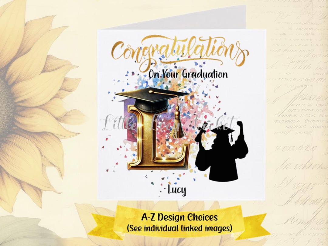 GRADUATION Card-26 Design Choices-personalised-monogram Graduation Card ...