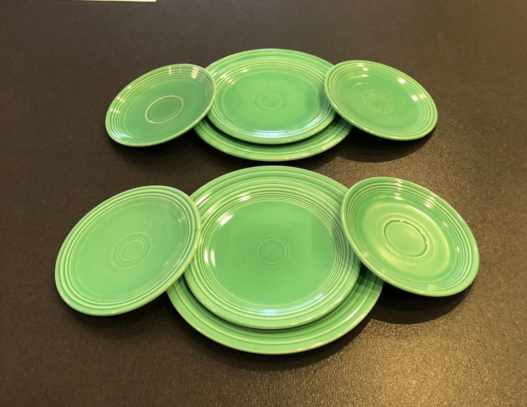Vintage 8 Old Fiesta Orig. Green Plates • Genuine Old Fiesta • 2 Place ...