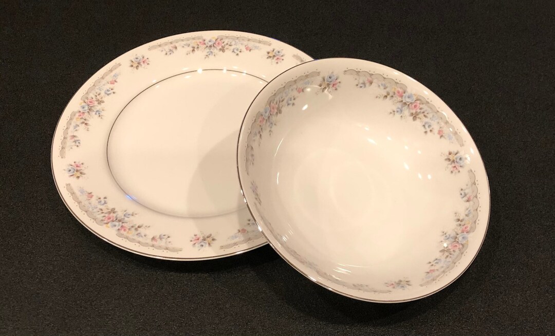 Vintage Rose Point Platter Vegetable Bowl & Lg. Platter Crescent China ...