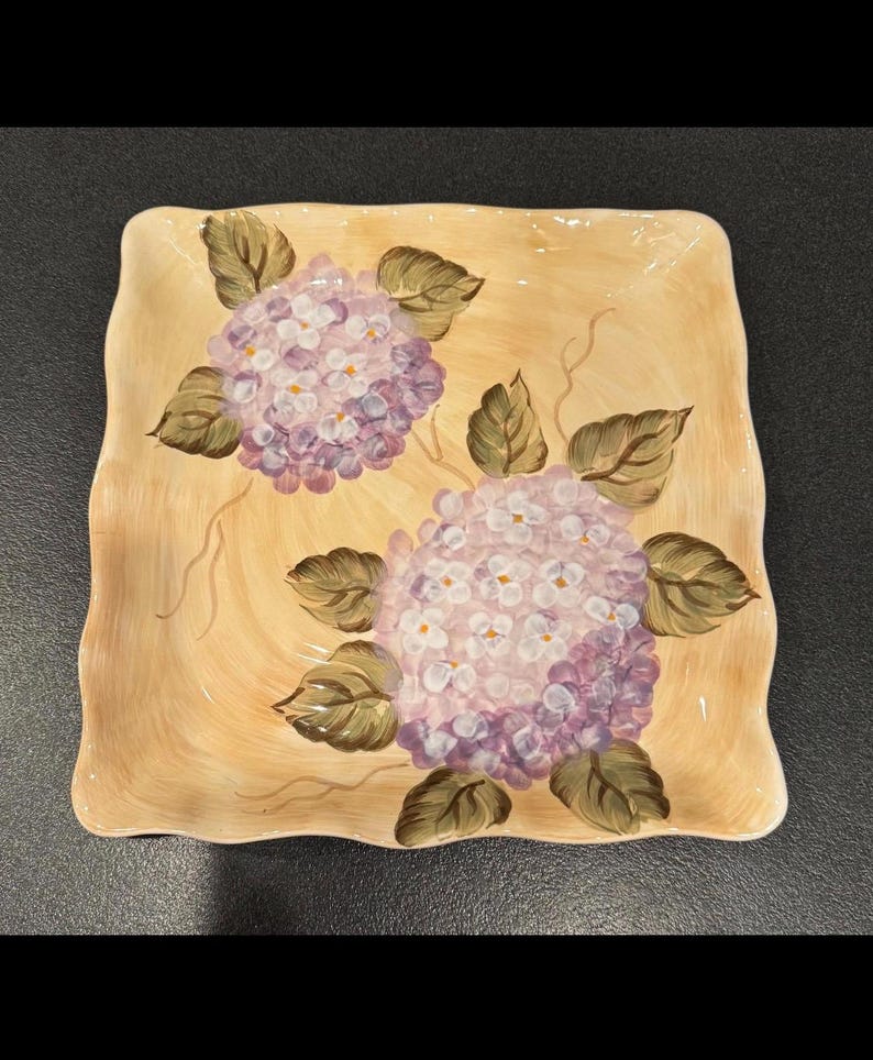 Vintage 2000 Purple Flower Platter • Hydrangea Square • Pale Purple ...