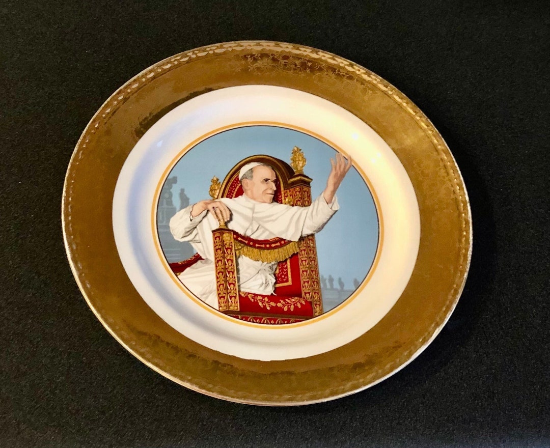 Vintage 1950 Pope Pius XII Plate • Religious Collectible Plate • 22kt ...