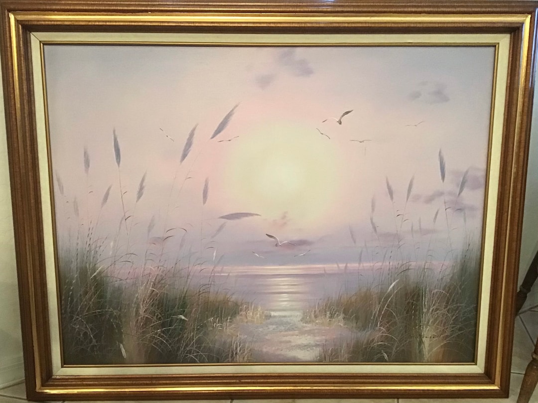 Vintage 1940s Melton Oil Painting • Melton Seascape • 38” X 48 ...
