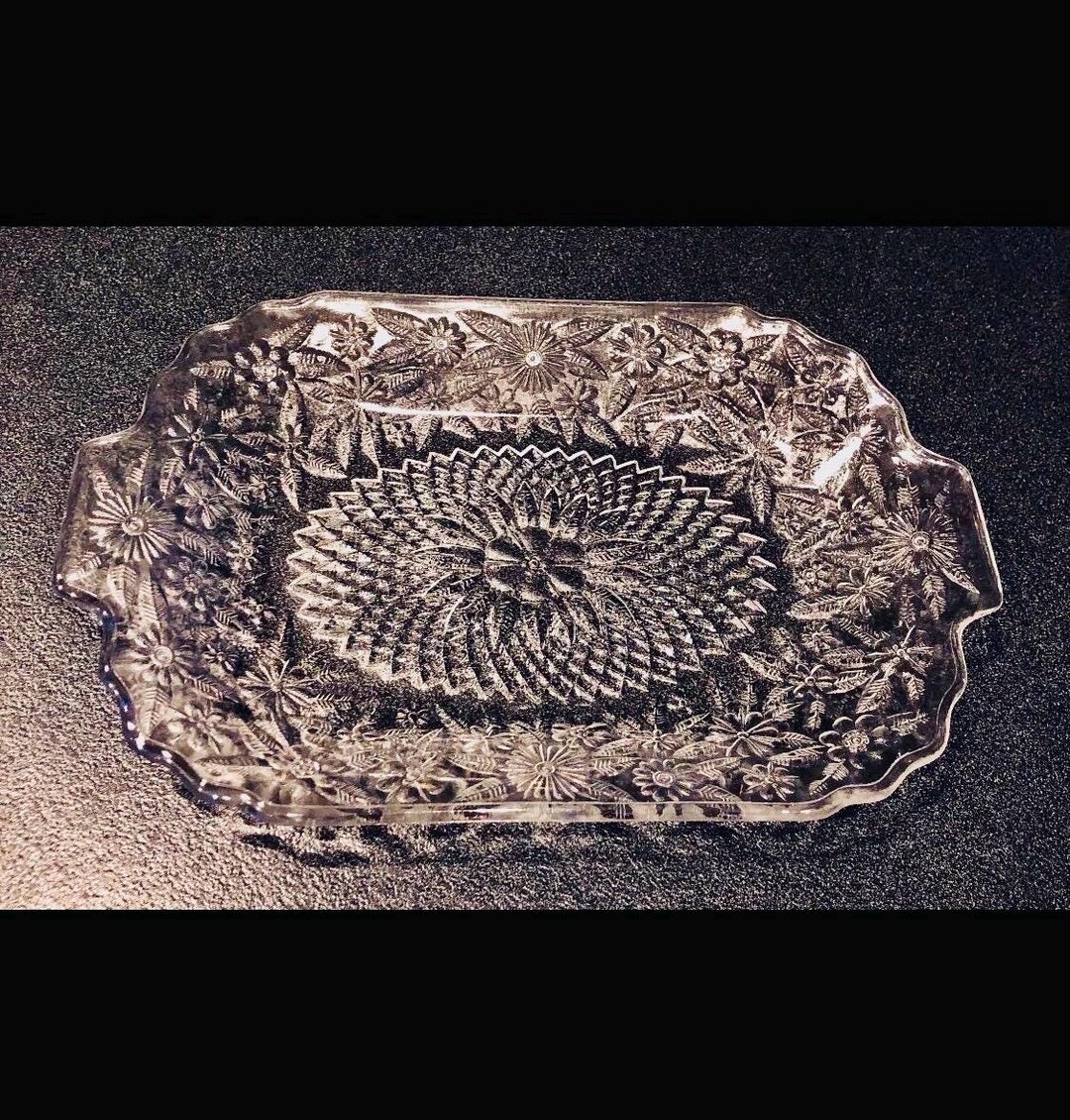 Vintage 1930s Pineapple Platter Pineapple & Floral Depression Glass ...