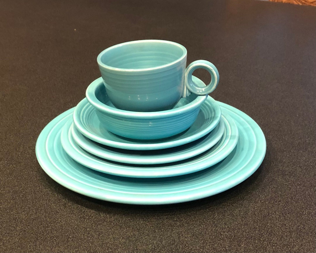 Vintage 1940s 6 Fiesta Plates • Original Old Turquoise Plates • Genuine ...