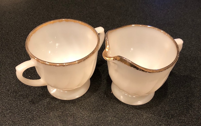 Vintage 1950s Fire King 11pc Tea Cups • Plate/sugar/creamer • Swirl ...