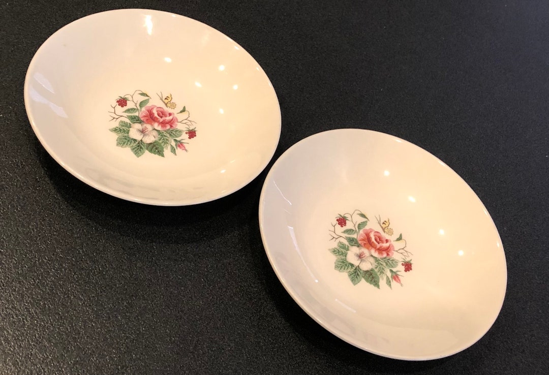 Vintage 2 Edwin Knowles Regency Pattern Soup Bowl 8 Dia. Pink & White Roses 1950s Mid Century ...