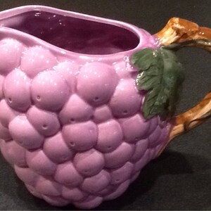 Vintage Grapes Pitcher Hand Made and Painted Portugal 7" Tall 1970's ...