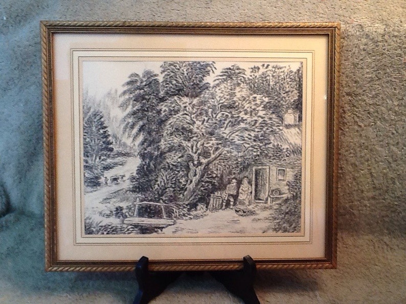 Antique 1800's Pen & Ink Framed Drawing RARE - Etsy