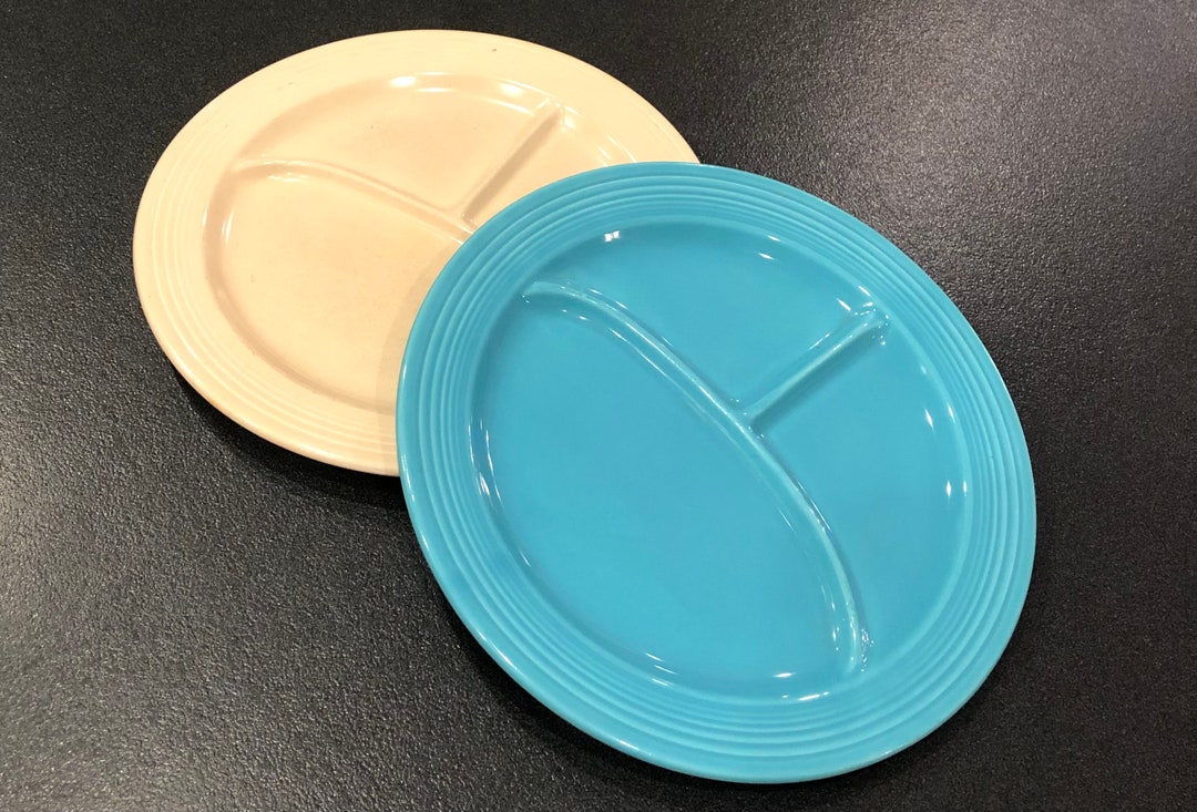 Vintage 2 Fiesta Rare Compartment Dinner Plates Genuine Old Fiesta 3 ...