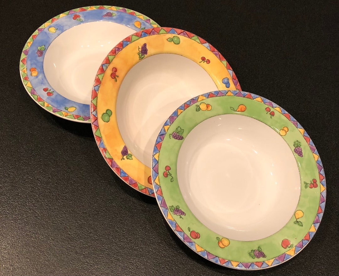 Vintage 3 Sango Sangria China Soup Bowls Designer Sue Zipkin Fruit ...