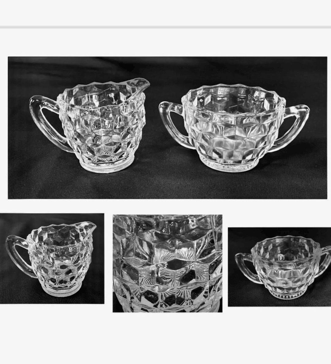 Vintage 1930s 2 Cube Creamers & 2 Sugar Bowls • Depression Glass ...