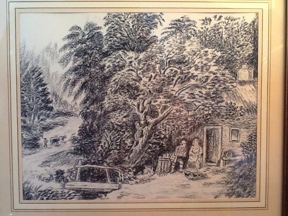 Antique 1800's Pen & Ink Framed Drawing Artist | Etsy