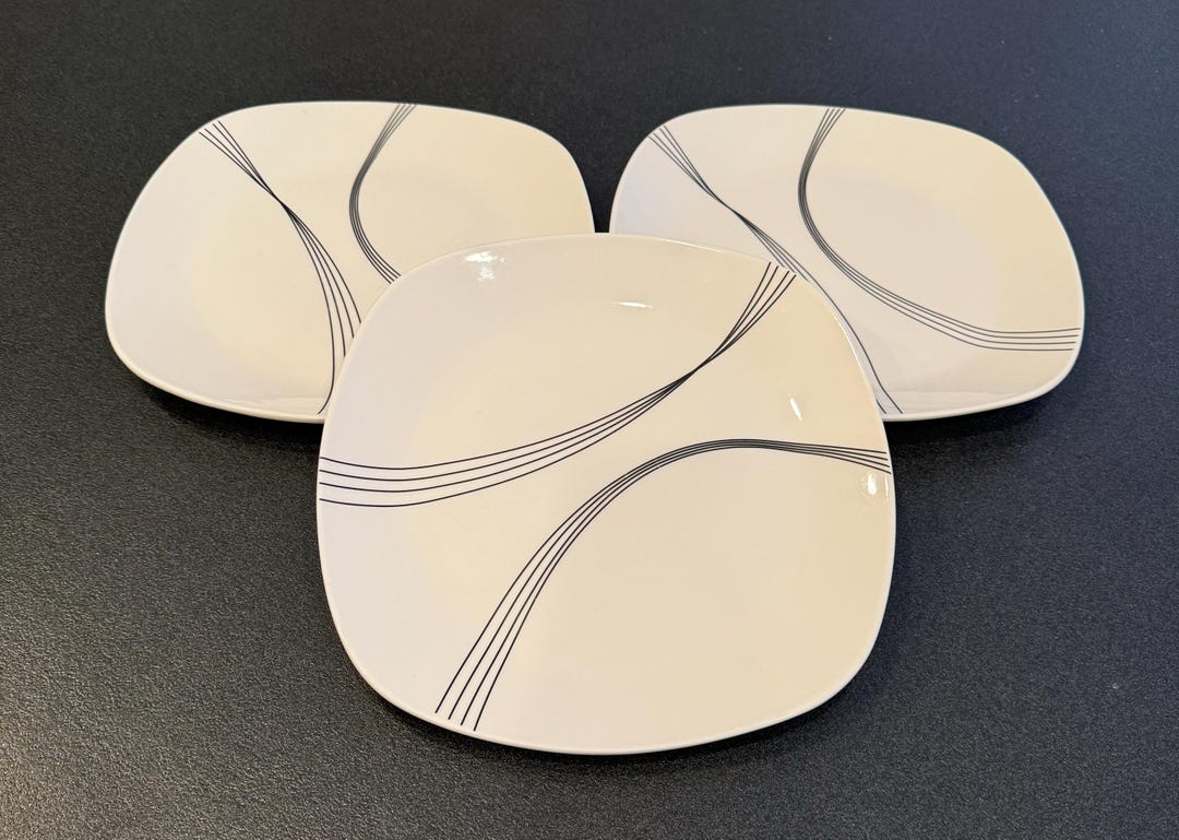 Vintage 1970s Gibson Home “curvations” Square Dinner Plates • THREE ...